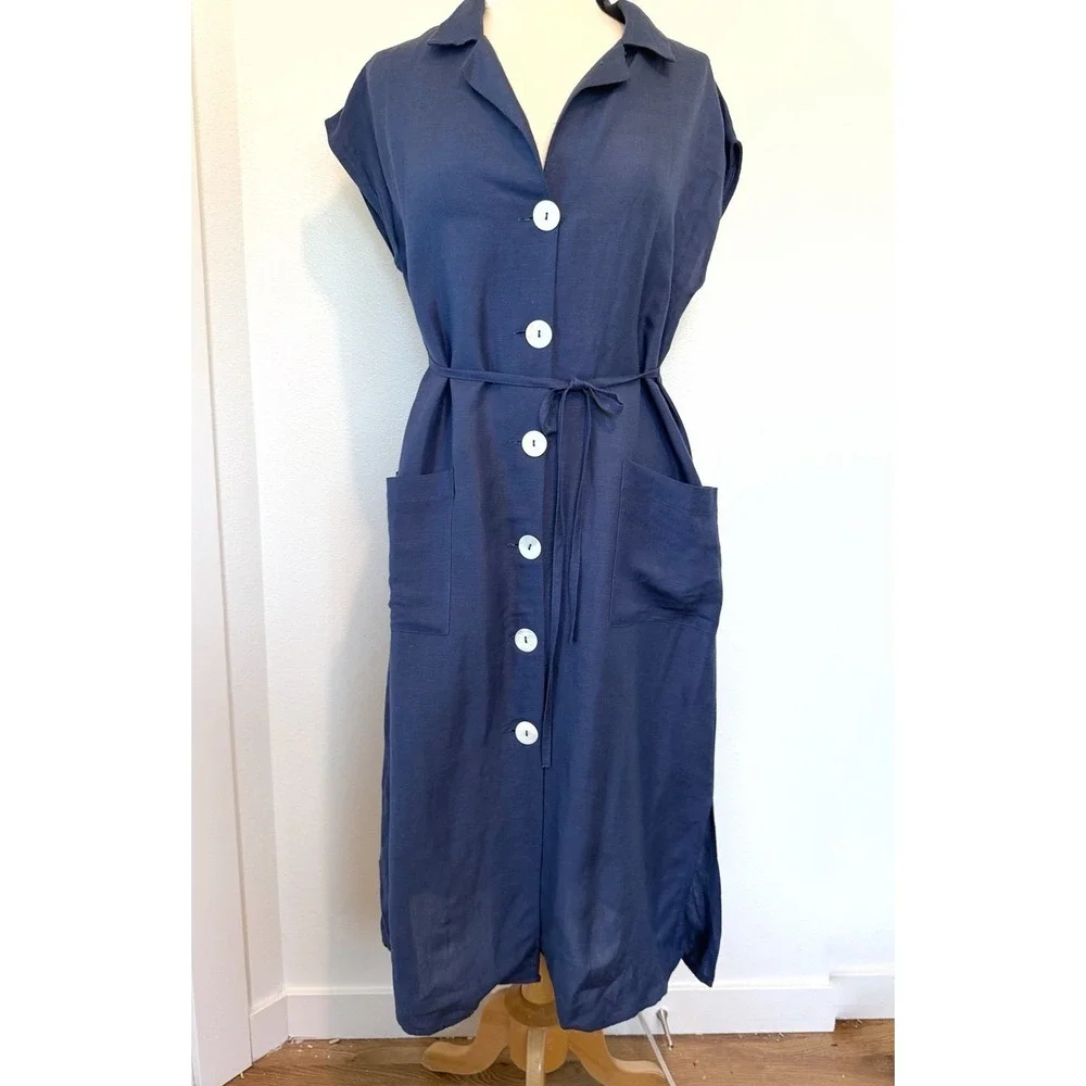 Mango | Dresses | Mango Womens Linen Midimaxi Large Summer Dress Light ...